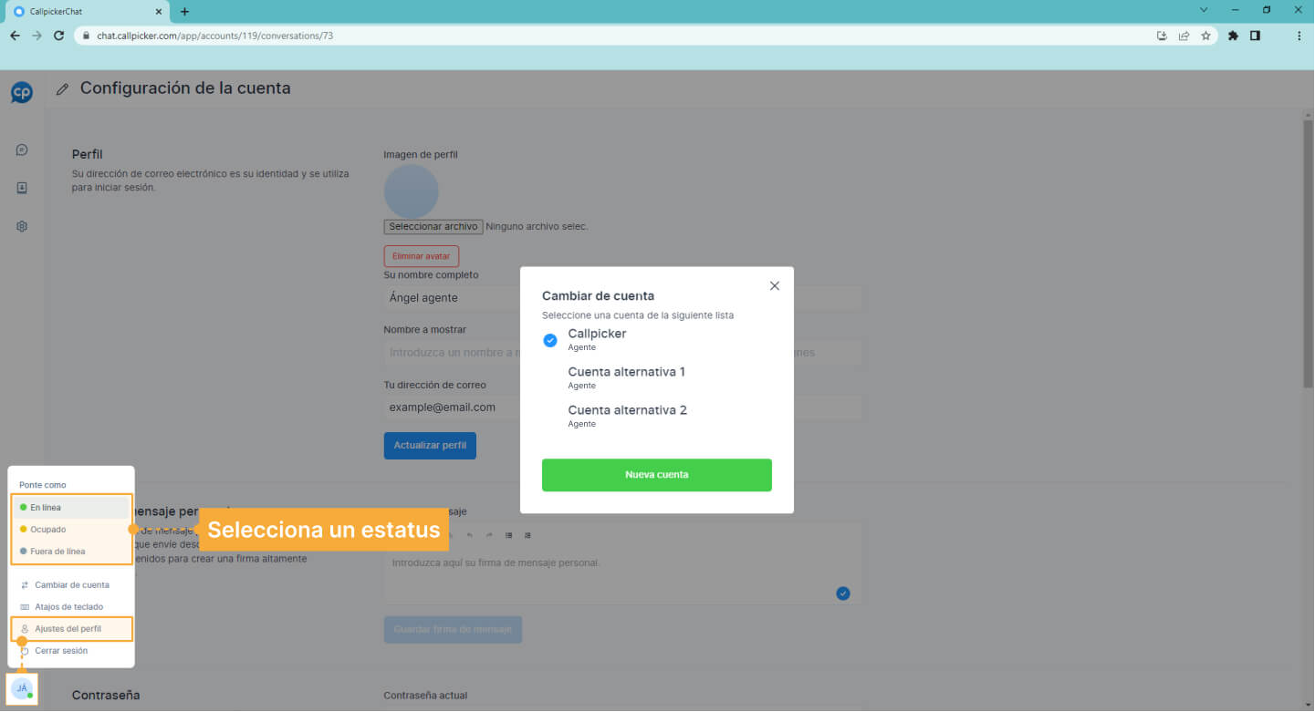 Manual del agente Callpicker Chat – Home